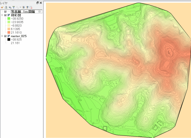 QGISで地形図作成: LiDARで古墳調査